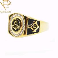 China Deep Engraved 18K Gold Freemason Masonic Signet Ring for sale