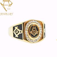 China Deep Engraved 18K Gold Freemason Masonic Signet Ring for sale