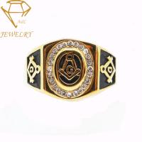 China Deep Engraved 18K Gold Freemason Masonic Signet Ring for sale
