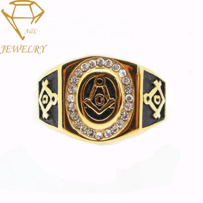 China Deep Engraved 18K Gold Freemason Masonic Signet Ring for sale