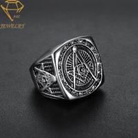 China Stainless Steel Embassed Masonic Signet Rings for sale