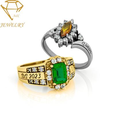 China AAA Zircon 18k Women'S College Graduation Rings for sale