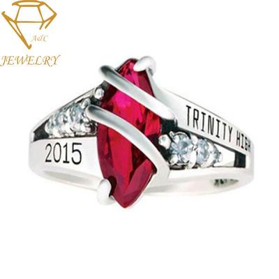 China Embossed 14K Womens Class Rings for sale
