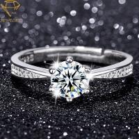 China Adjustable Womens Sterling Silver Diamond Wedding Rings for sale