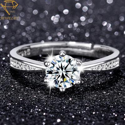 China Adjustable Womens Sterling Silver Diamond Wedding Rings for sale