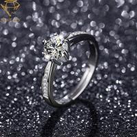 China Adjustable Womens Sterling Silver Diamond Wedding Rings for sale
