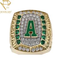 China Gold Engraved Custom Football Championship Rings Bezel Setting for sale