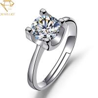 China Adjustable Women Silver Diamond Wedding Ring Anti Allergic for sale