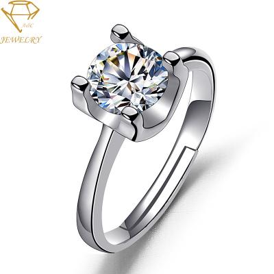 China Adjustable Women Silver Diamond Wedding Ring Anti Allergic for sale