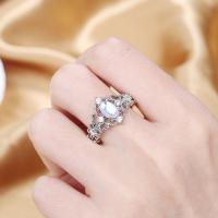 China Adjustable Moonstone Personalized Silver Ring Nickel Free for sale
