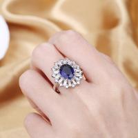 China Hollow Silver AAA Cubic Zirconia Sapphire Wedding Ring Prong Setting for sale