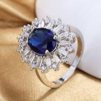 China Hollow Silver AAA Cubic Zirconia Sapphire Wedding Ring Prong Setting for sale