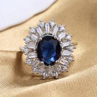China Hollow Silver AAA Cubic Zirconia Sapphire Wedding Ring Prong Setting for sale