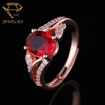 China Pave Setting Personalized Silver Ring Blood Ruby Stone for sale
