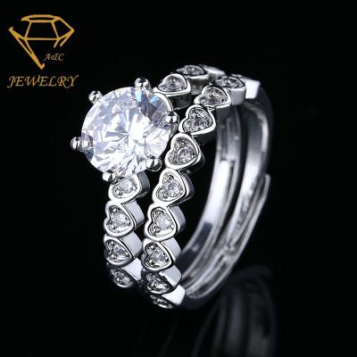 China Two In One 925 Sterling Silver Diamond Ring Prong Setting for sale