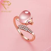 China Prehnite Stone Personalized Silver Ring Animal Fox Shape for sale