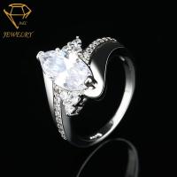 China Big Eye Shape S925 Sterling Silver Wedding Ring AAA Cubic Zirconia for sale