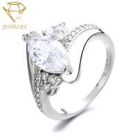China Big Eye Shape S925 Sterling Silver Wedding Ring AAA Cubic Zirconia for sale