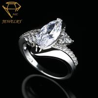 China Big Eye Shape S925 Sterling Silver Wedding Ring AAA Cubic Zirconia for sale
