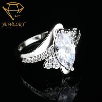 China Big Eye Shape S925 Sterling Silver Wedding Ring AAA Cubic Zirconia for sale