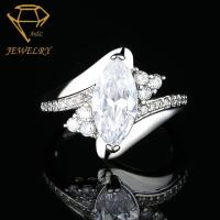China Big Eye Shape S925 Sterling Silver Wedding Ring AAA Cubic Zirconia for sale
