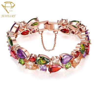 China Teardrop Crystal 5.9 Inches Ladies Tennis Bracelet Rose Gold Plating for sale