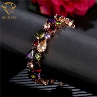 China Teardrop Crystal 5.9 Inches Ladies Tennis Bracelet Rose Gold Plating for sale