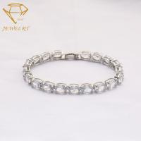 China Oval Crystal Diamond Women's Bracelets 6.7 Inches AAA Cubic Zirconia for sale