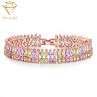 China Colorful Brass 7.3 Inches Diamond Women's Bracelets AAA Stone for sale