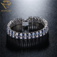 China Colorful Brass 7.3 Inches Diamond Women's Bracelets AAA Stone for sale