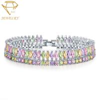China Colorful Brass 7.3 Inches Diamond Women's Bracelets AAA Stone for sale