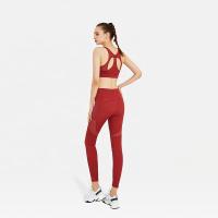 China 2 Pieces OEM Red Women Sportswear Sets Seamless Yoga Workout Outfit for sale