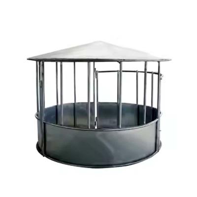 China Galvanized Steel Metal Hay Bale Holder For Cattle Hay Feeder With Roof for sale
