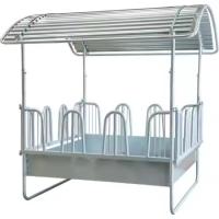 China 1.75m Metal Horse Feeder Livestock Square Hay Feeders With Roof for sale