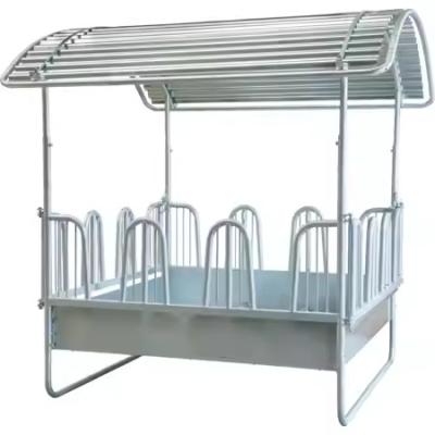 China 1.75m Metal Horse Feeder Livestock Square Hay Feeders With Roof for sale
