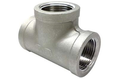 China SS304 316 Stainless Steel Casting Pipe Fitting BSPT NPT Thread Screwed Tee for sale