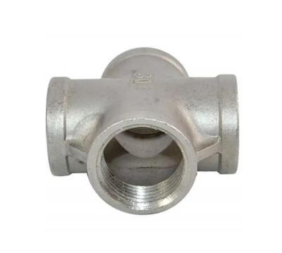 China Stainless Steel 4 Four Way Equal Male And Female Threaded Reducing Tee Pipe Fitting for sale