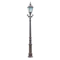 China Garden / Street Cast Iron Light Pole Round Base Lantern On Top European Style for sale