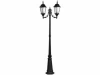China Outdoor Curved Decorative Light Poles Two Head Cast Iron Black Classic Shape for sale