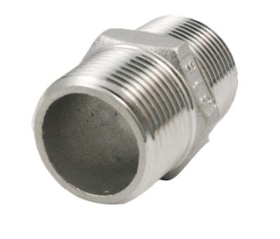 China Stainless Steel Screwed Pipe Fittings 150lb Male Hex Nipple Threaded Connection for sale