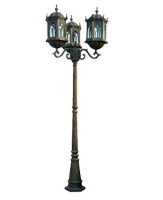 China Three Lamps Round Type Cast Iron Light Pole 3-5mm Thickness European Style for sale