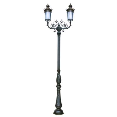 China Victorian Style Cast Iron Street Light Pole / Dual Arm Antique Street Light Pole for sale