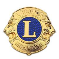 China Custom Enamel Metal Badges Engraved Name Badges Lion Club Lapel Pin for sale