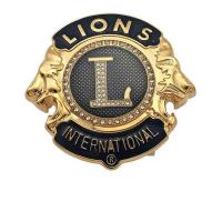 China Custom Enamel Metal Badges Engraved Name Badges Lion Club Lapel Pin for sale
