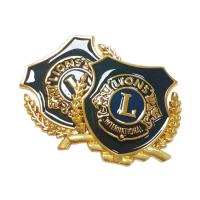 China Custom Enamel Metal Badges Engraved Name Badges Lion Club Lapel Pin for sale