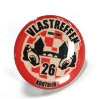 China Custom Metal Name Pin Badges Domed Resin Badges 37mm 25mm Size for sale