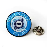 China Custom Metal Name Pin Badges Domed Resin Badges 37mm 25mm Size for sale