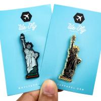 China Hard Soft Enamel Pin Badge Custom American Statue Metal Badge And Button for sale
