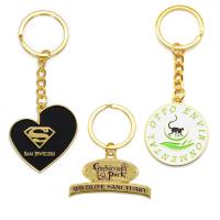 China Enamel Name Metal Keychain Custom Logo Engravable Round Key Ring for sale