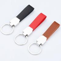 China Sublimation Car PU Leather Keychain Blank Key Holder with Custom Logo for sale
